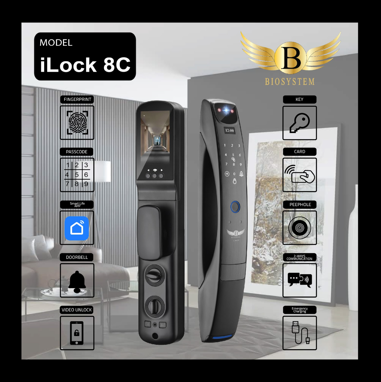Biosystem iLock 8 series Digital Door Lock-Smart-Living