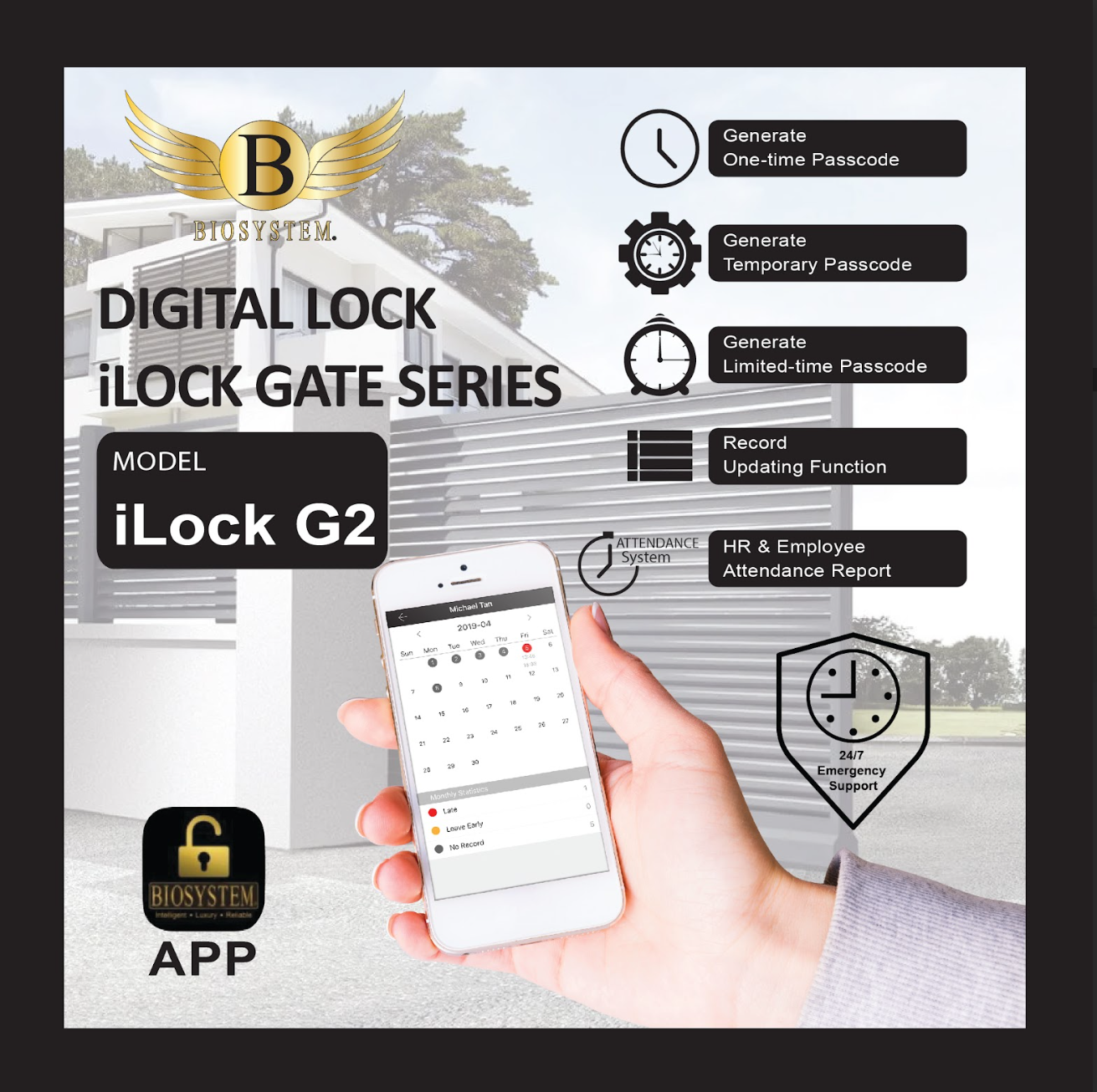 Biosystem iLock Gate series Digital Door Lock-Smart-Living