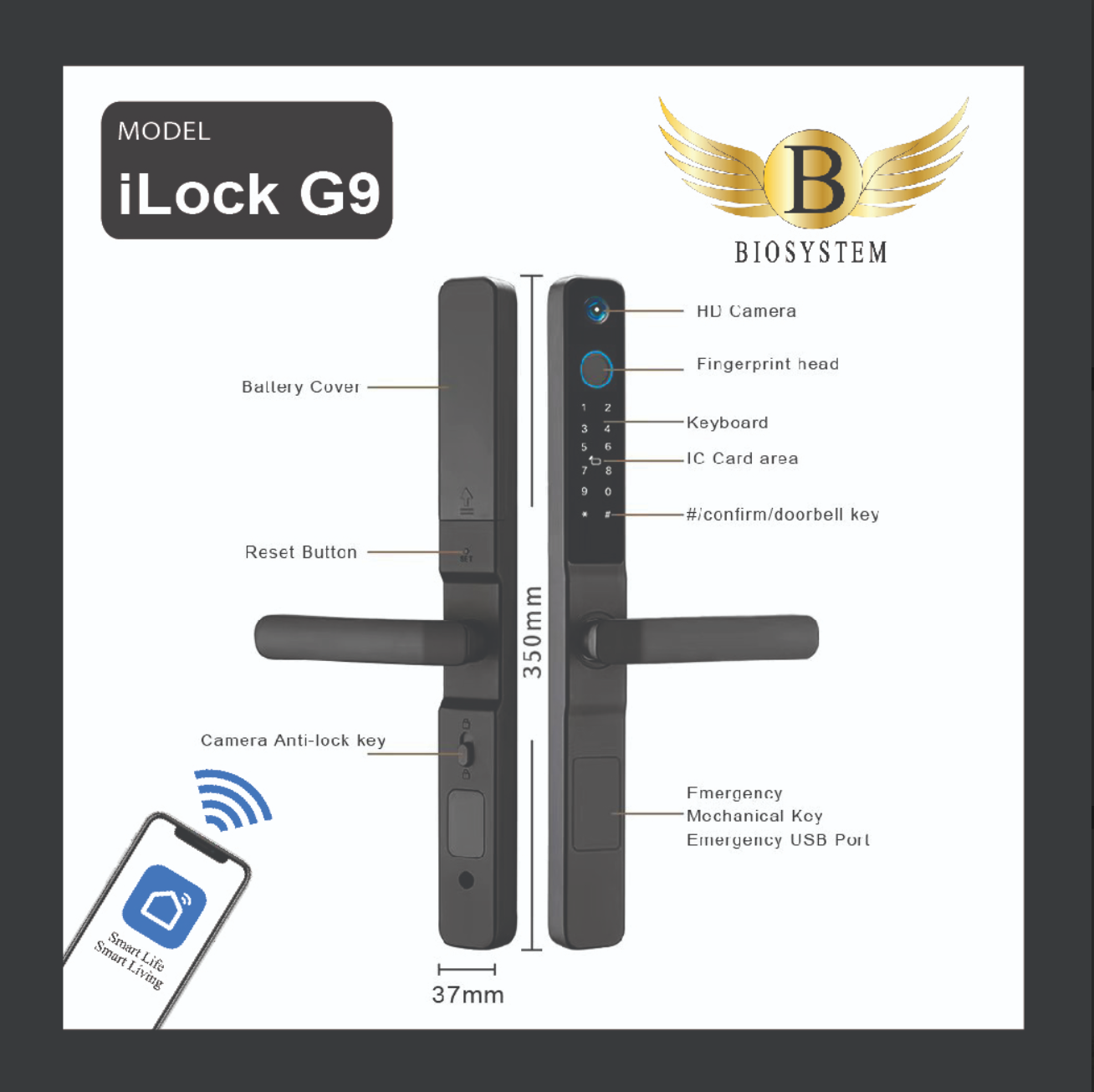 Biosystem iLock Gate series Digital Door Lock-Smart-Living